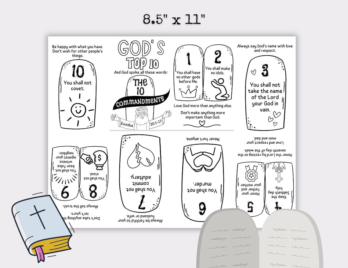 10 Commandments Kids Activity, Printable 10 Commandments Craft, 10 ...