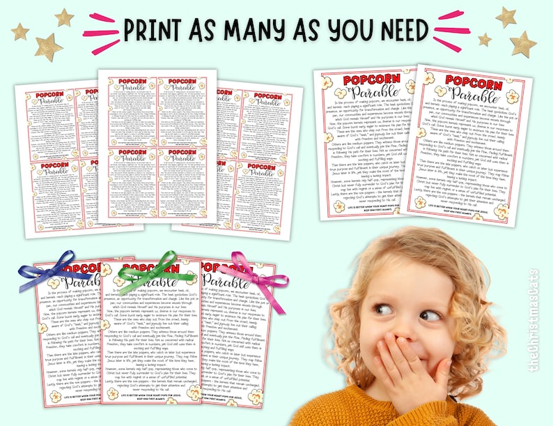 Popcorn Parable Printable, Parable of the Popcorn Lesson, Popcorn ...