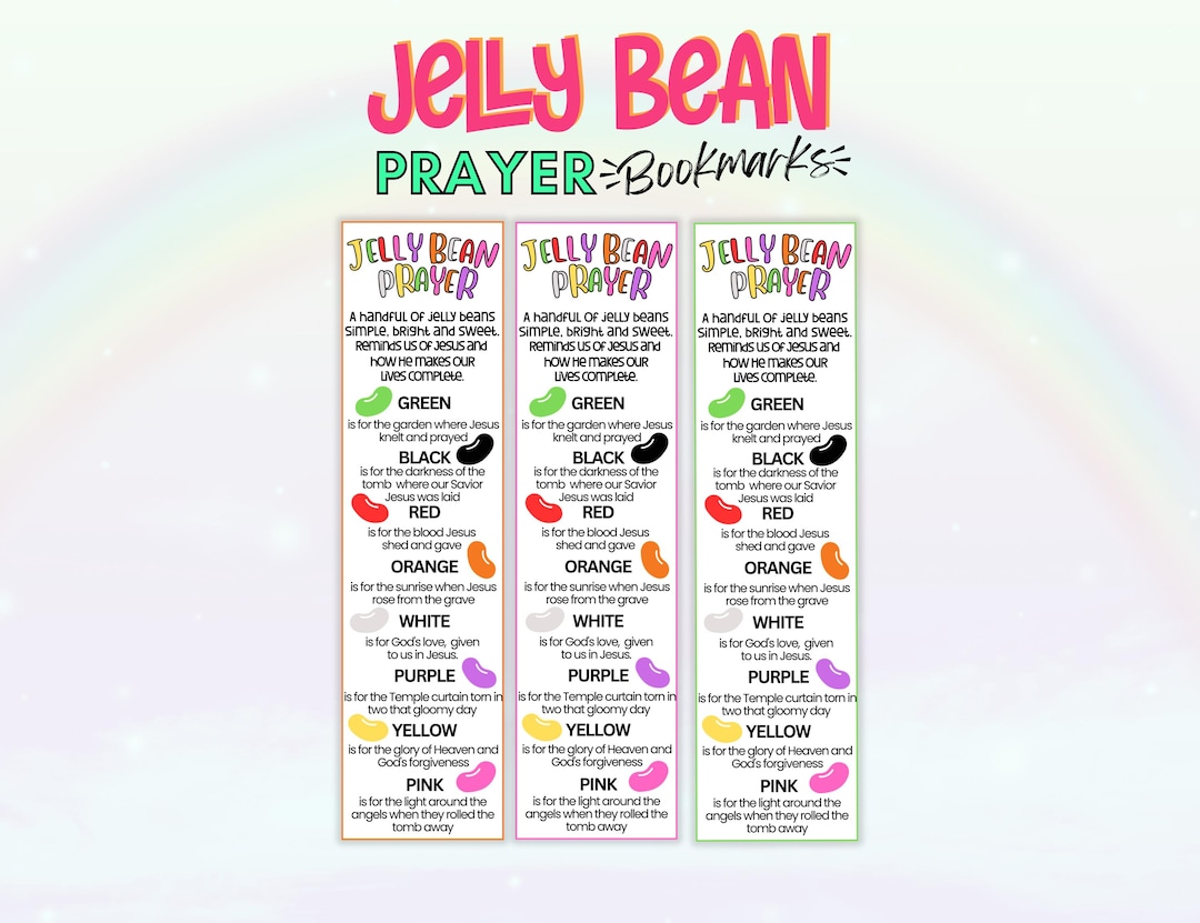 Jelly Bean Prayer, Jelly Bean Poem Printables, Easter Bookmarks for ...