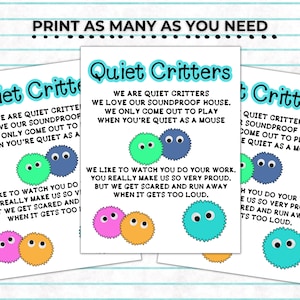 Quiet Critter Poem Sign for Jar, Classroom Behavior Management Fuzzies ...