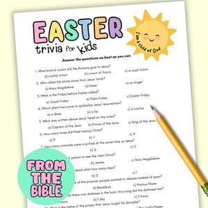 Easter Trivia Game for Kids Printable Easter Story Game Sunday School ...