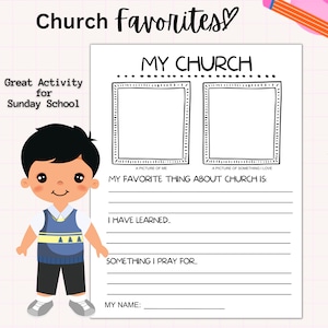 Church Activity Sheet for Sunday School, Church Pastor Gift, Kids ...