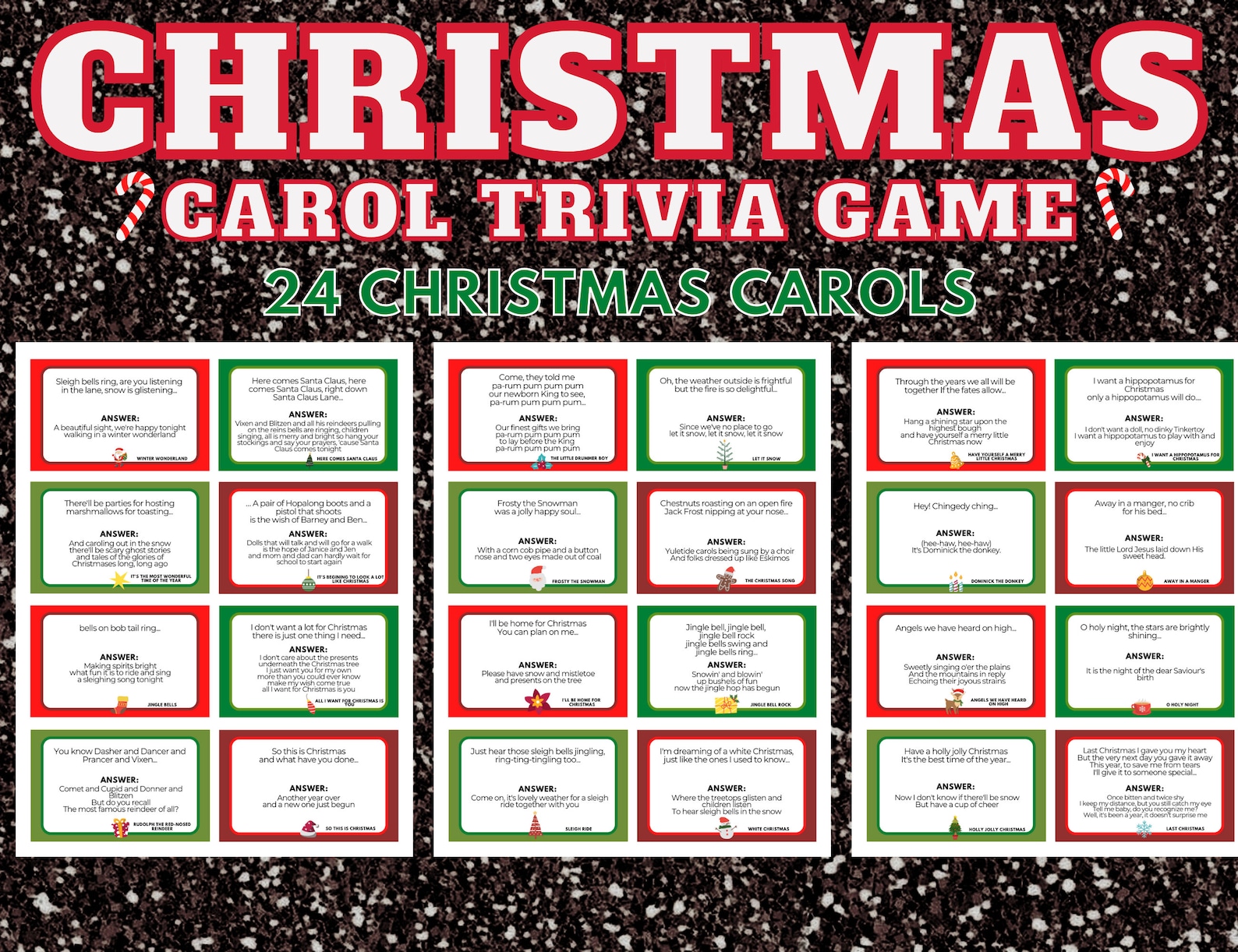Christmas Carol Finish the Lyric Christmas Game, Printable Christmas ...