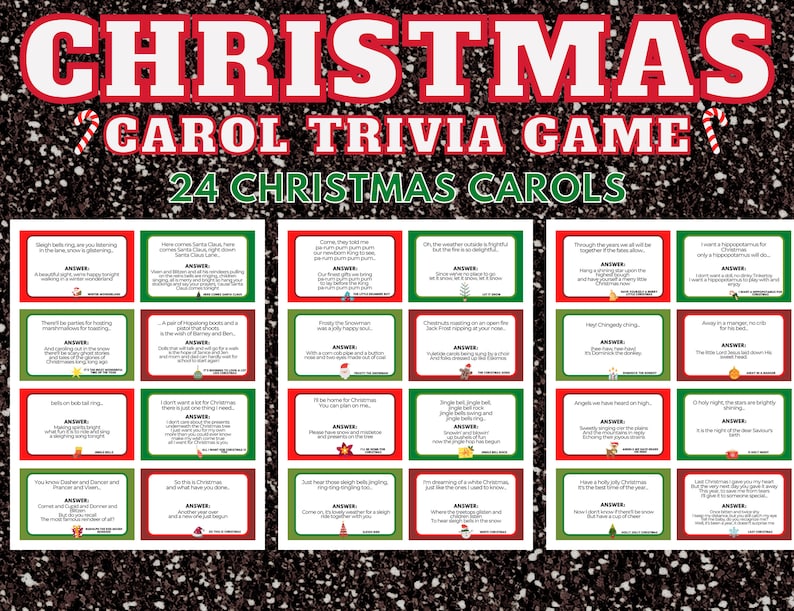 Christmas Carol Finish the Lyric Christmas Game (Download Now) - Etsy