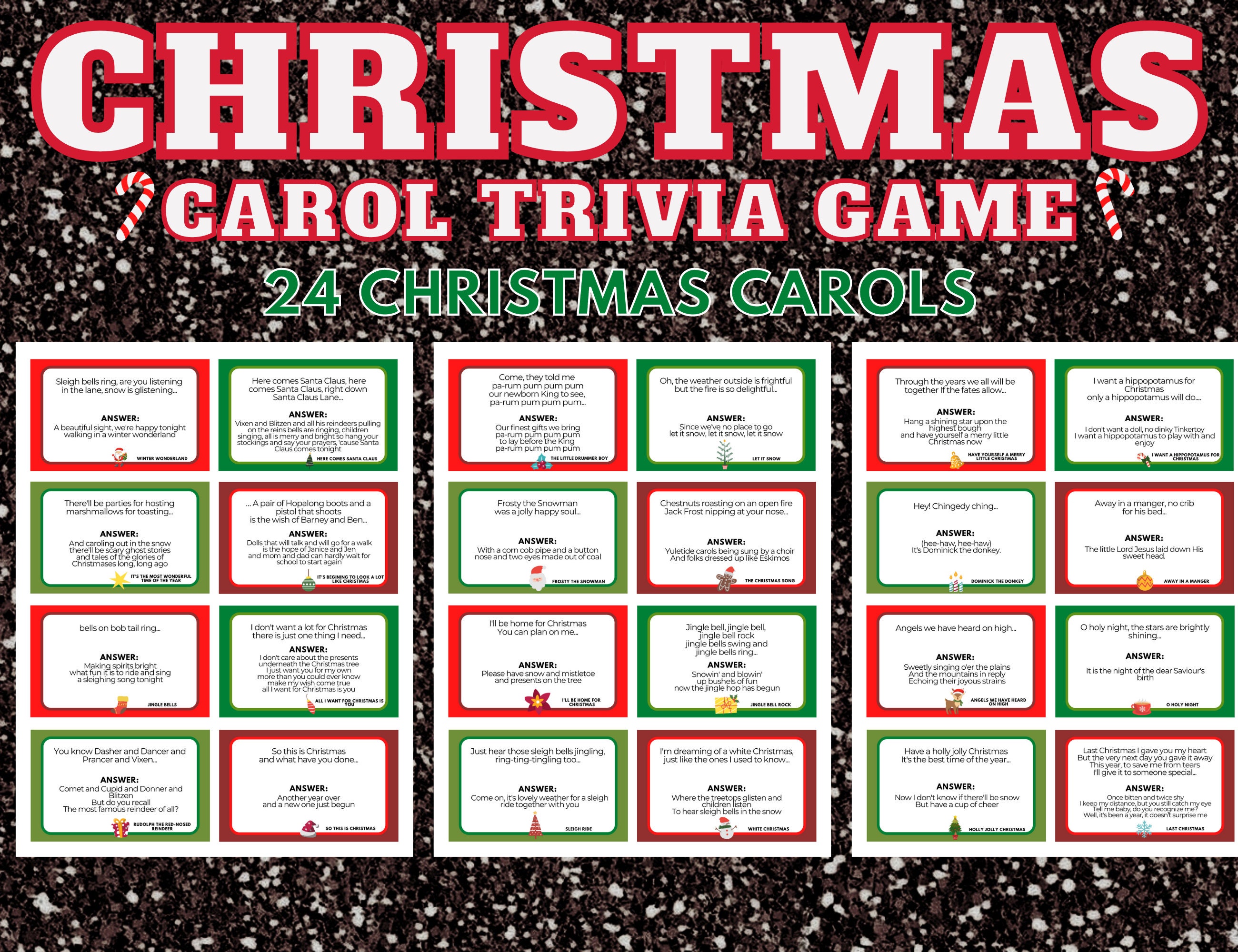 Christmas Carol Finish the Lyric Christmas Game, Printable Christmas ...