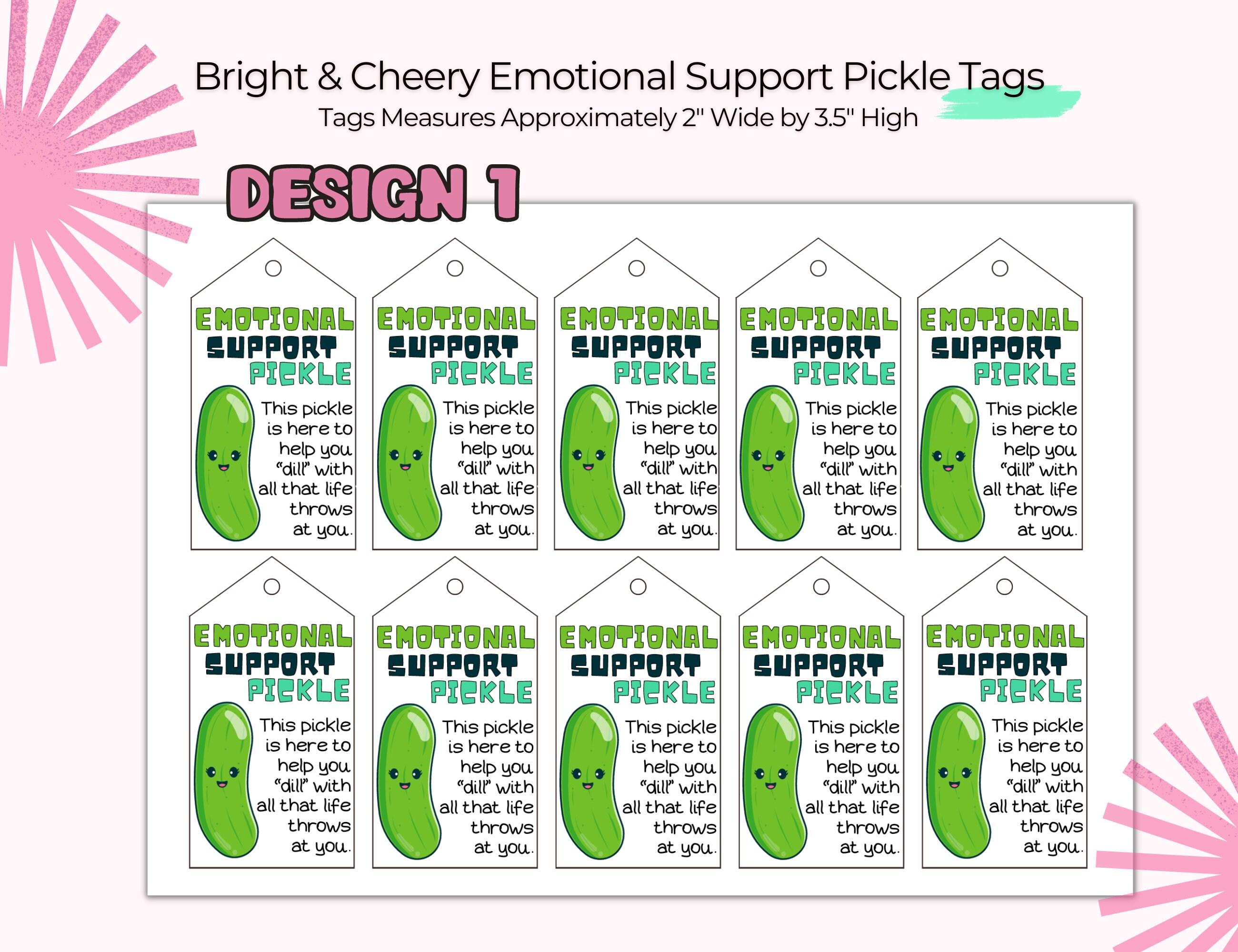 Emotional Support Pickle Tags and Cards, Tags for Handmade Crochet ...