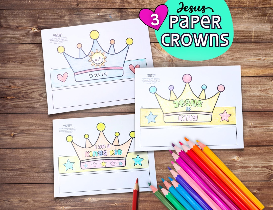 Jesus is King Paper Crown Printable Activity, Paper Crown Craft for ...