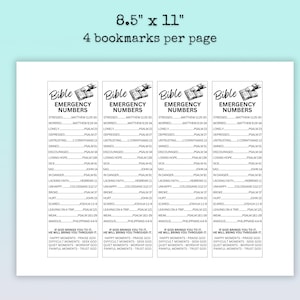 Bible Emergency Numbers Bookmark Printable, Emergency Bible Verse ...