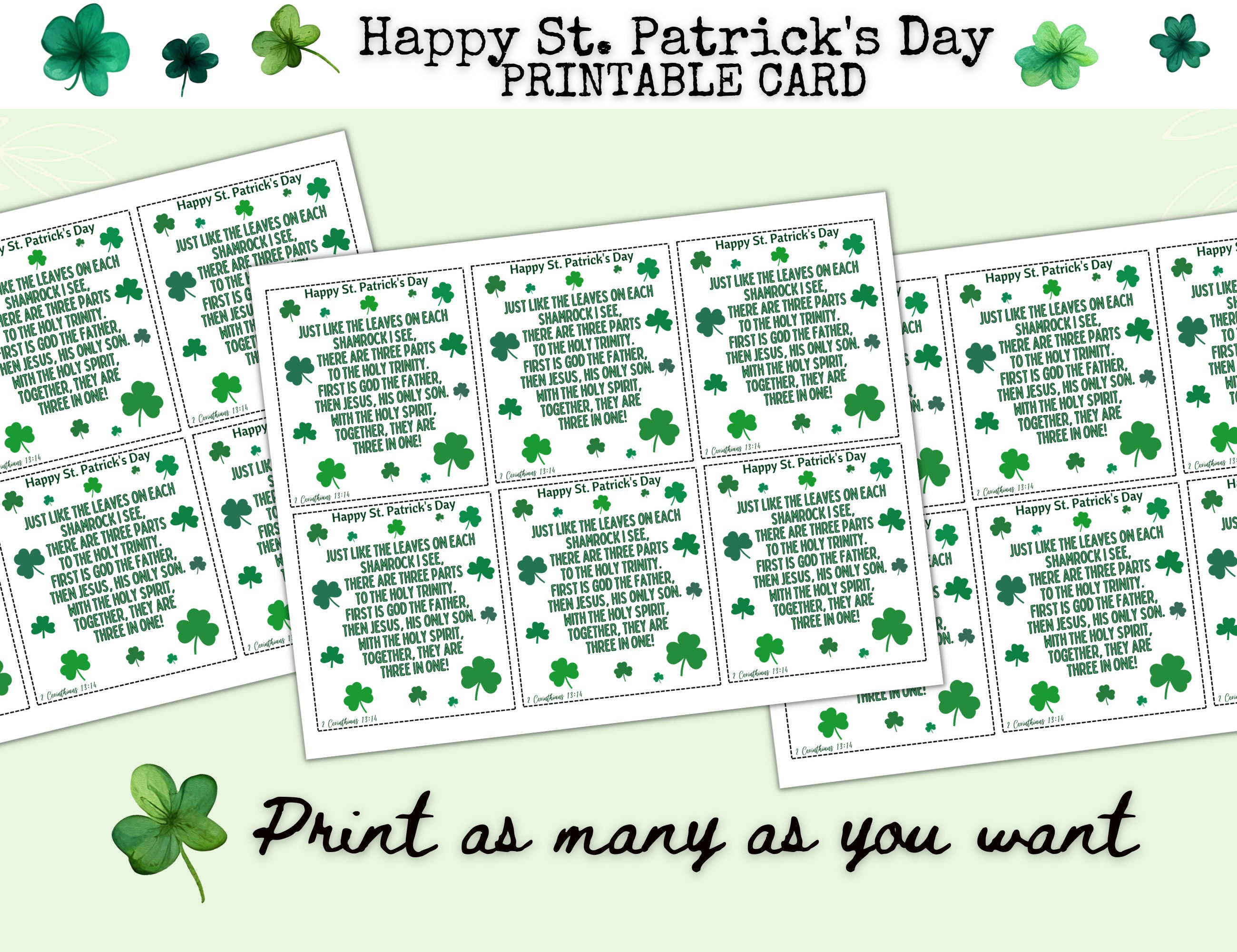 Shamrock Holy Trinity 2 Corinthians 13:14 St. Patrick's - Etsy