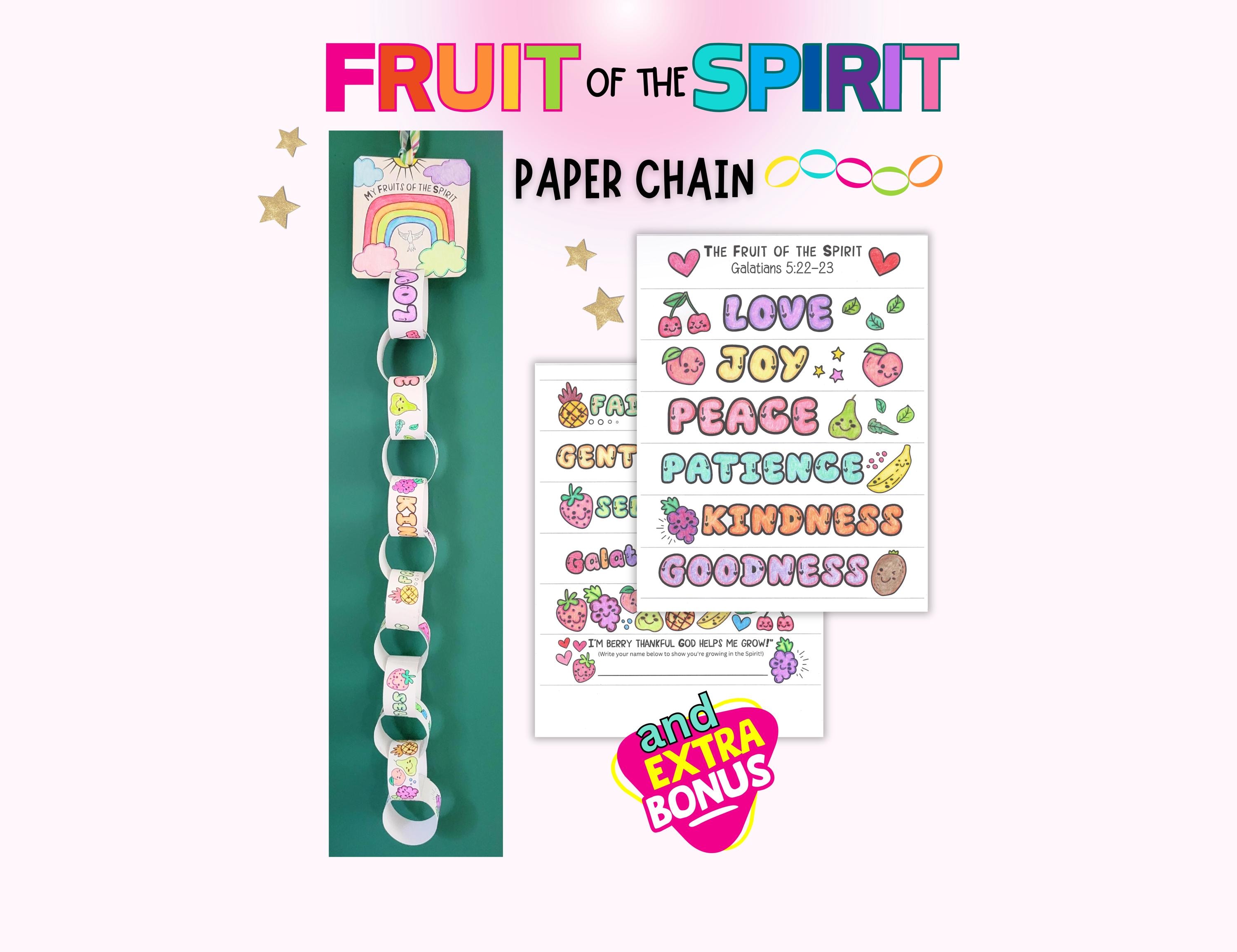 Fruit of the Spirit Paper Chain Printable Craft for Kids, Bible Lesson ...