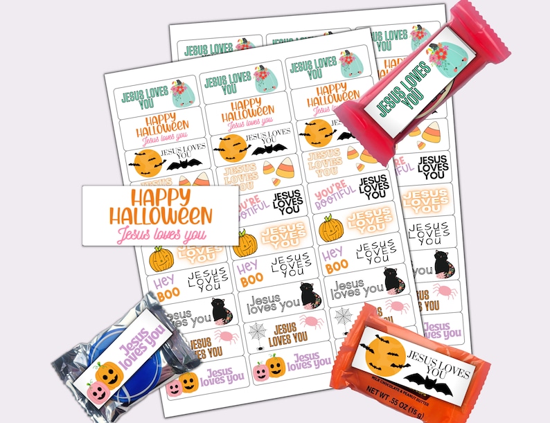 Christian Halloween, Printable Stickers Labels for Candy, Christian ...