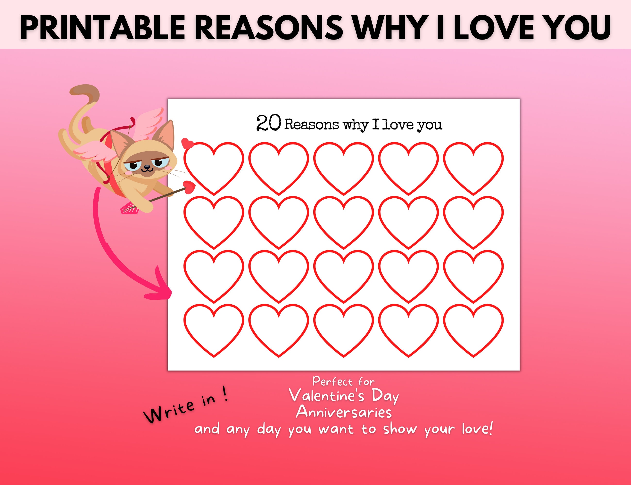 Reasons Why I Love You Printable for Kids and Adults, Valentines Reason ...