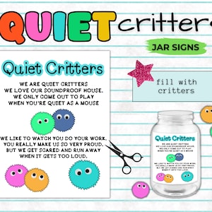 Quiet Critter Poem Sign for Jar, Classroom Behavior Management Fuzzies ...