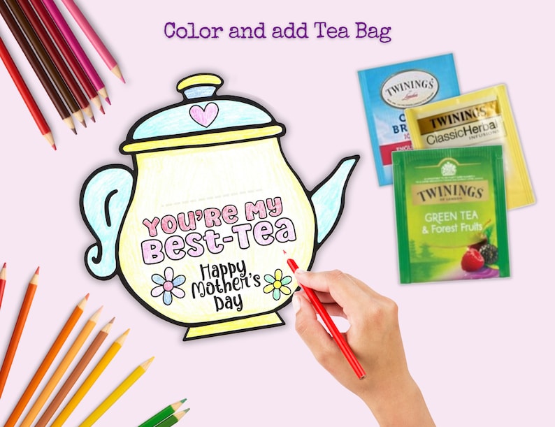 Printable Mother's Day Teapot Craft Kids Activity Tea Lover Gift for ...