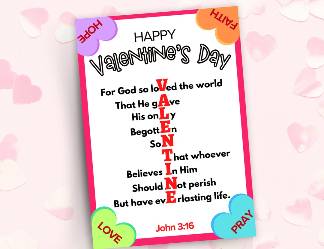 John 3:16 Valentine's Day Bible Verse Cards, Printable Scripture Cards ...