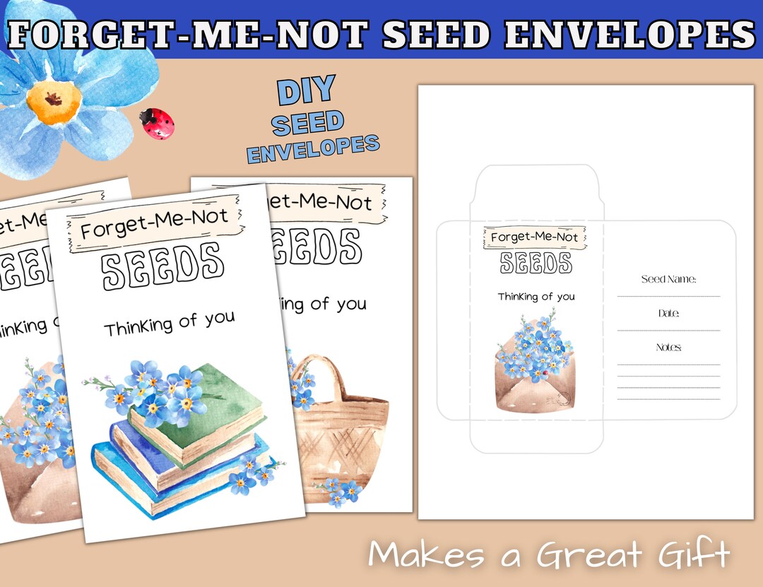 Forget Me Not Seed Envelope, Seed Packets, Printable Seed Packets, Add ...