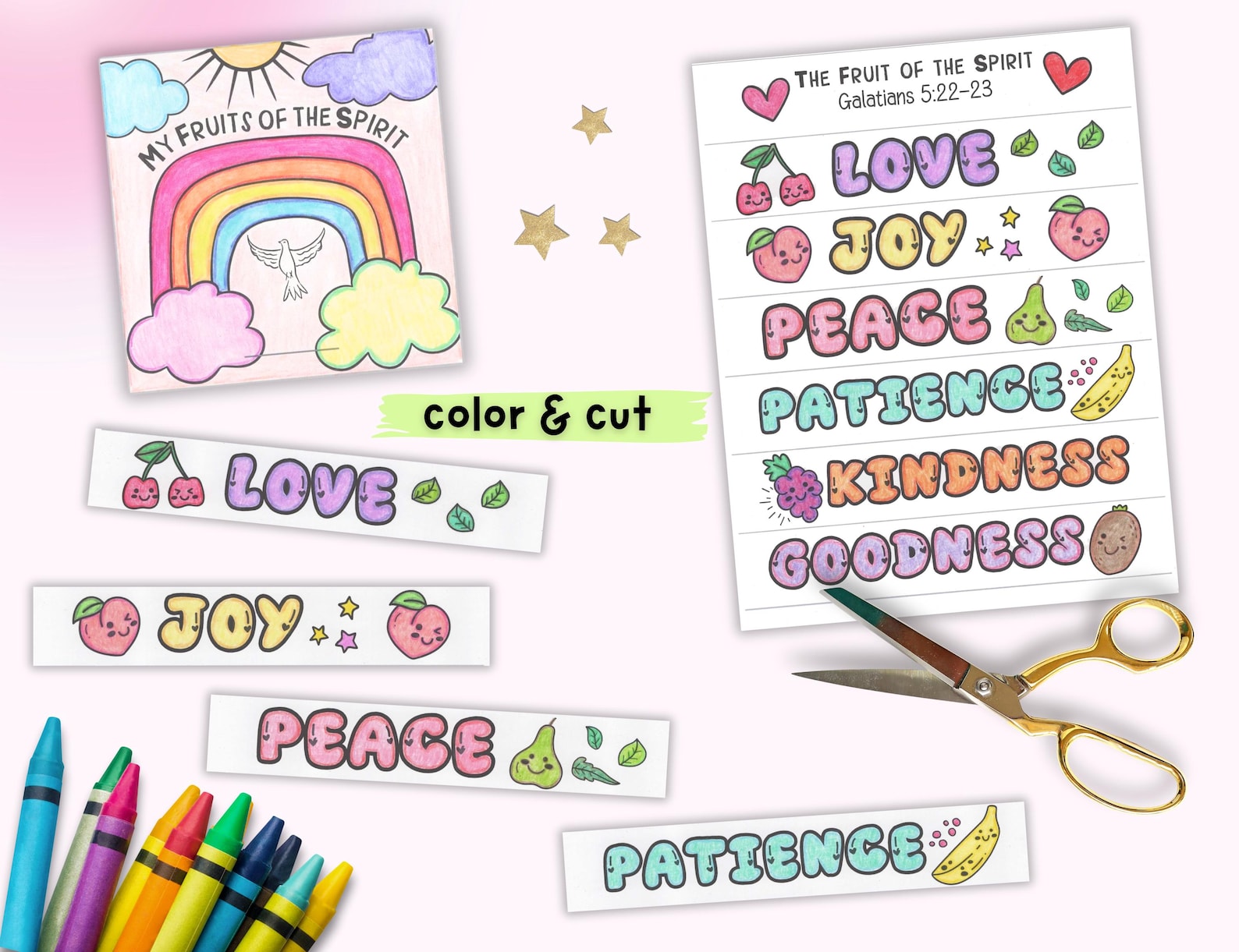 Fruit of the Spirit Paper Chain Printable Craft for Kids, Bible Lesson ...