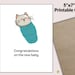 Congratulations on New Cat Card, New Kitten Card, Swaddled Cat Card ...