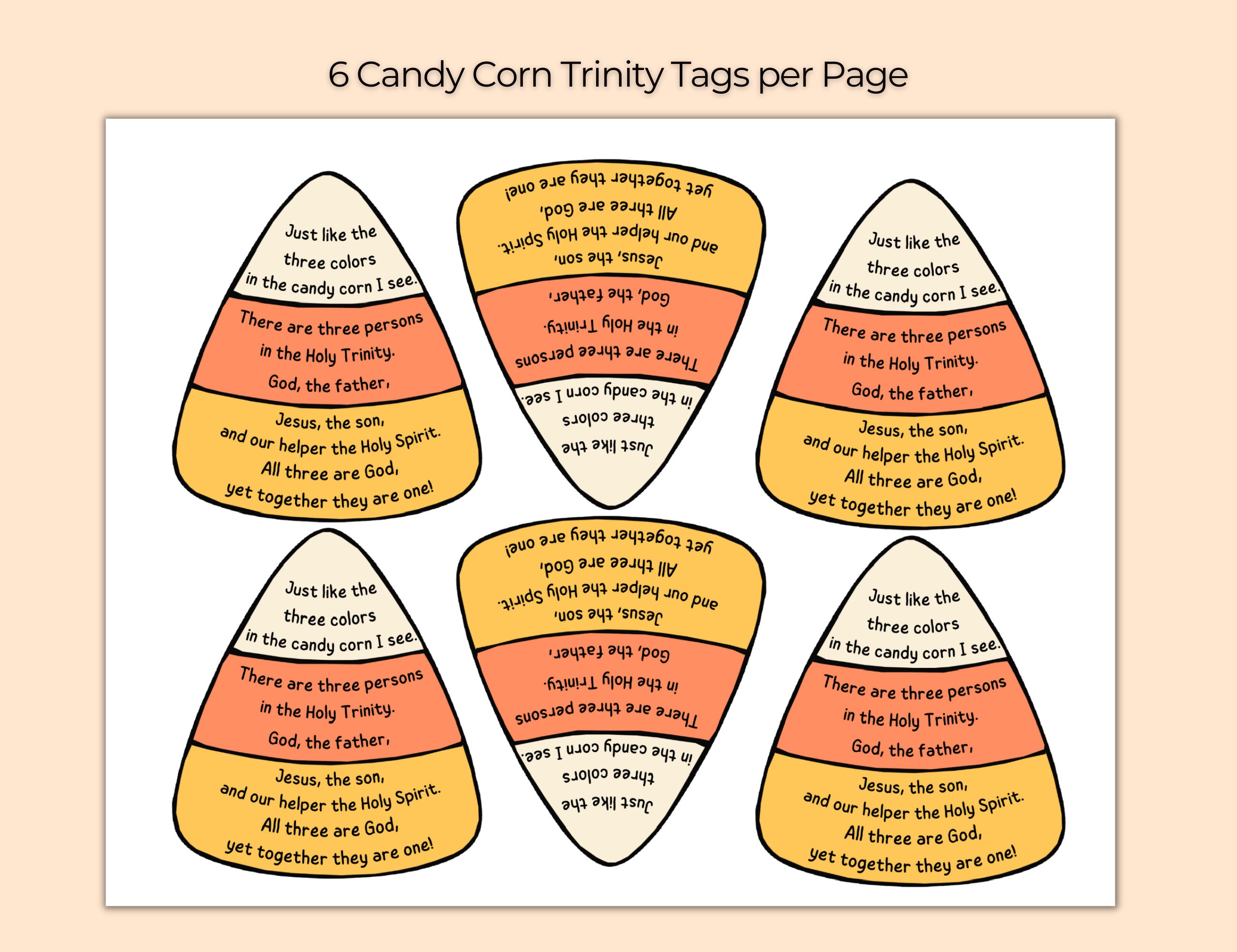 Candy Corn Trinity Tag Christian Halloween Treat Tag for Goody Bag ...