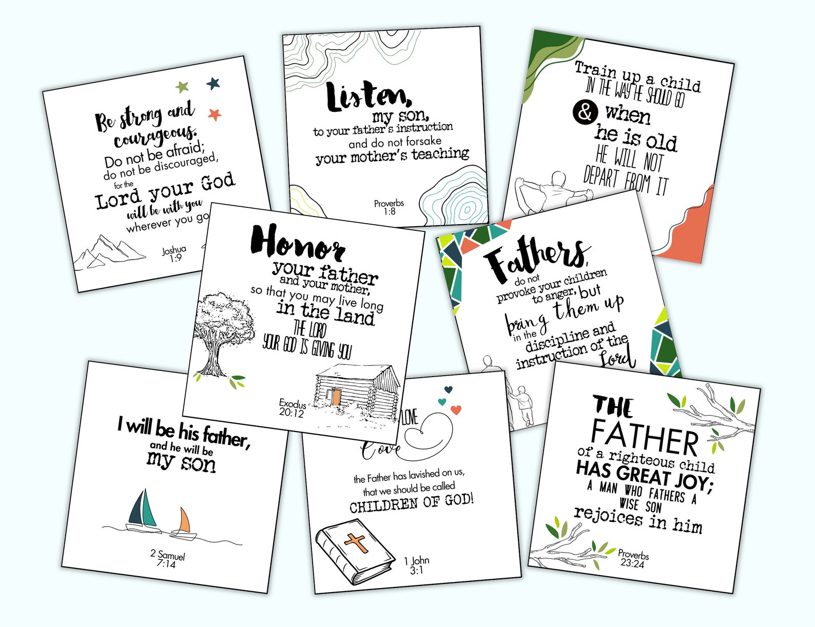 Fathers Day Scripture Cards Christian Father's Day Bible Verse Cards ...