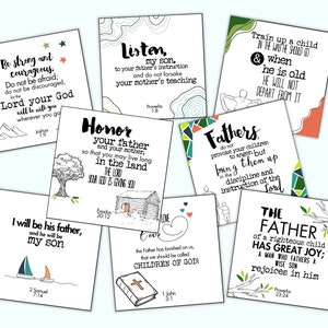 Fathers Day Scripture Cards Christian Father's Day Bible Verse Cards ...