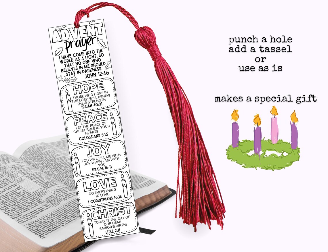 Advent Coloring Bookmarks, Advent Bookmarks. Christmas Coloring ...
