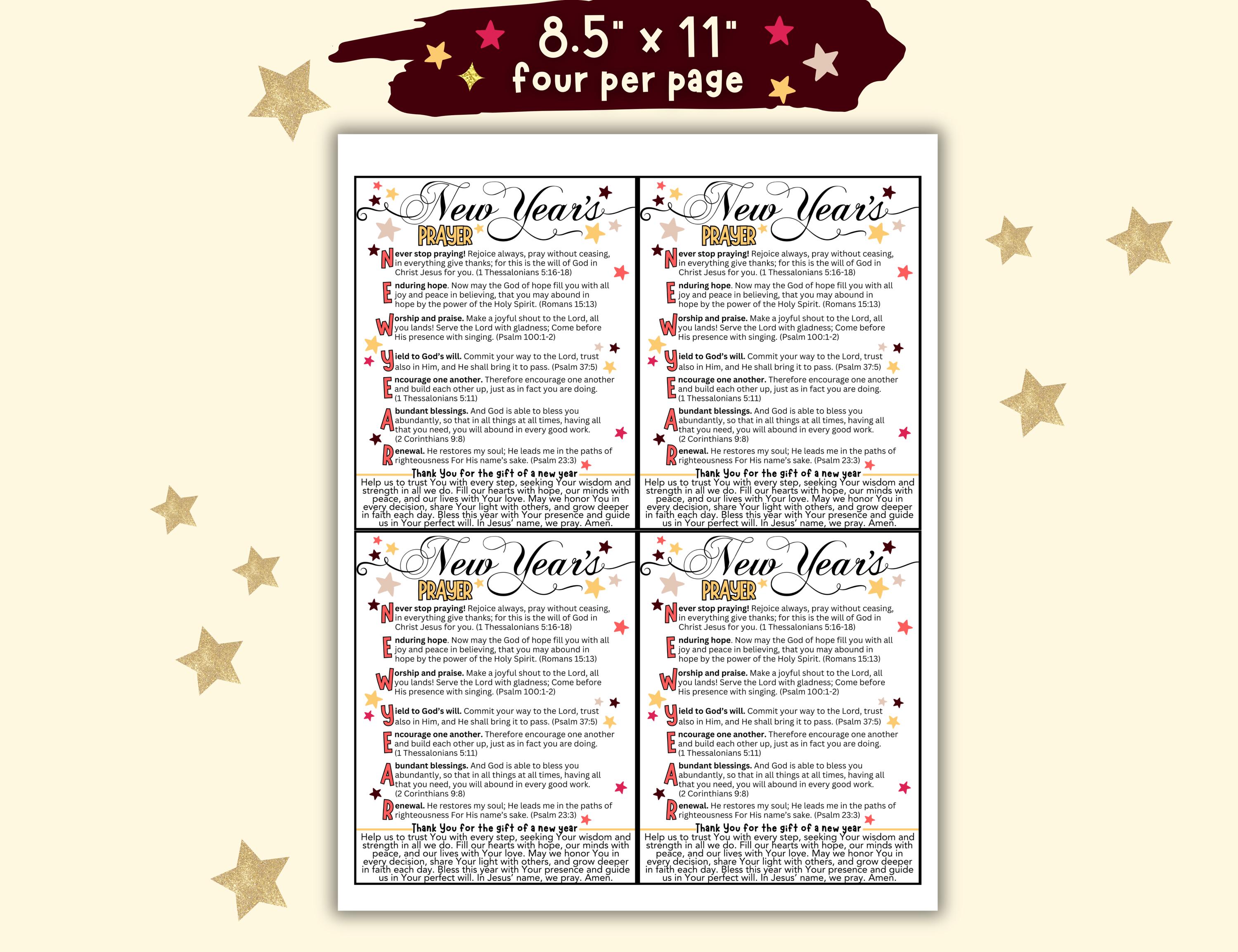 New Year's Prayer, New Year's Eve Scripture Cards, 2026 New Years Eve ...