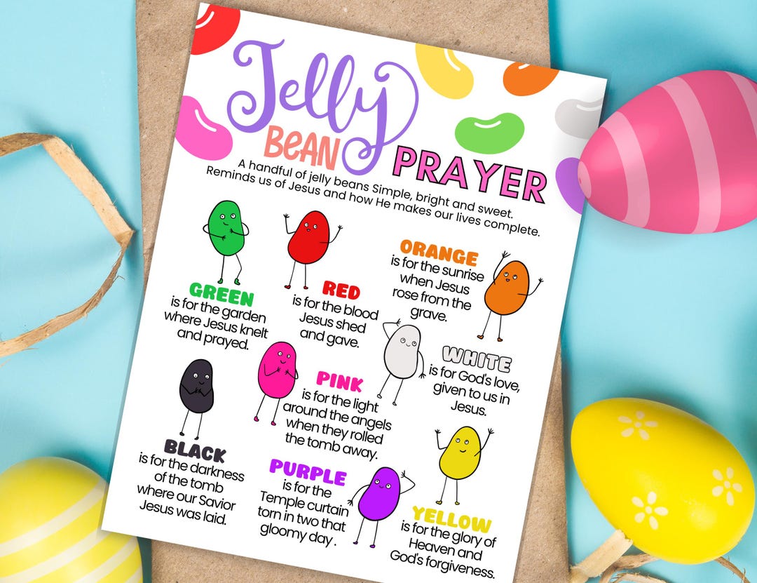 Jelly Bean Prayer Tags, Jelly Bean Poem Printables, Kids Easter Treat ...