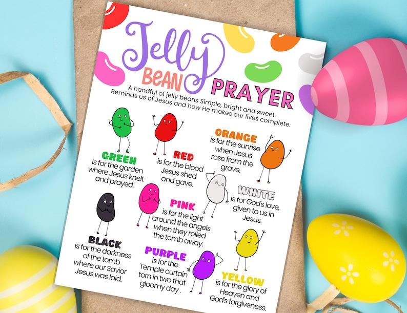 Jelly Bean Prayer Tags, Jelly Bean Poem Printables, Kids Easter Treat ...