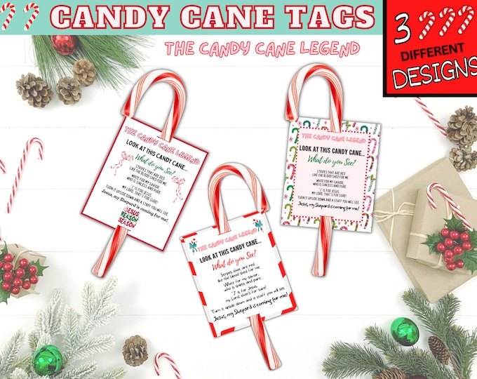Legend of Christmas Candy Cane Jesus Poem TAG & RIBBON ONLY Stocking ...