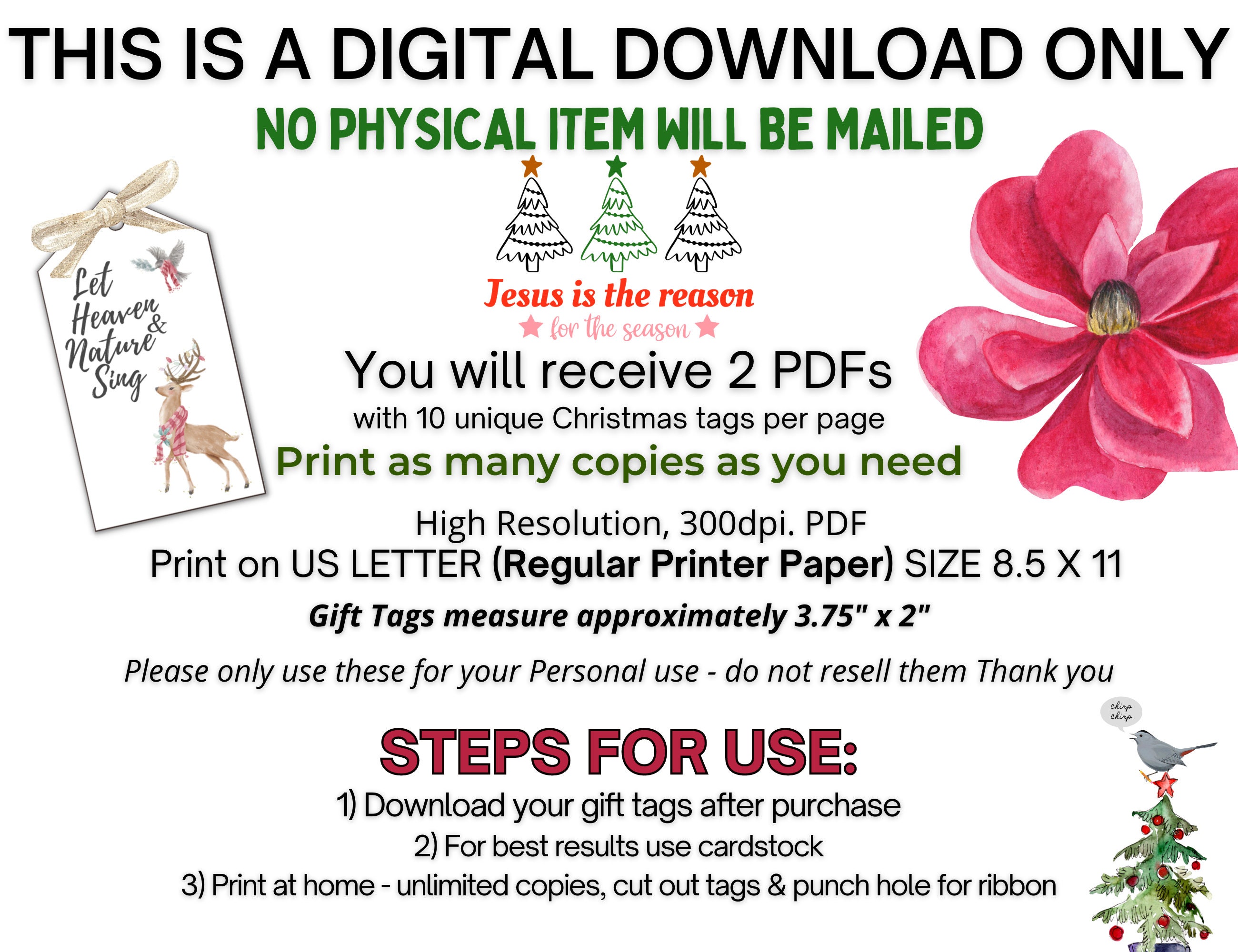 Christian Christmas Gift Tags Printable Gift Tags for - Etsy