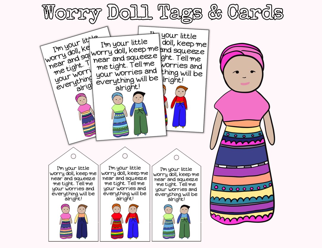 Worry Doll Tags & Cards, Worry Doll Card for Little Guatemala Doll ...