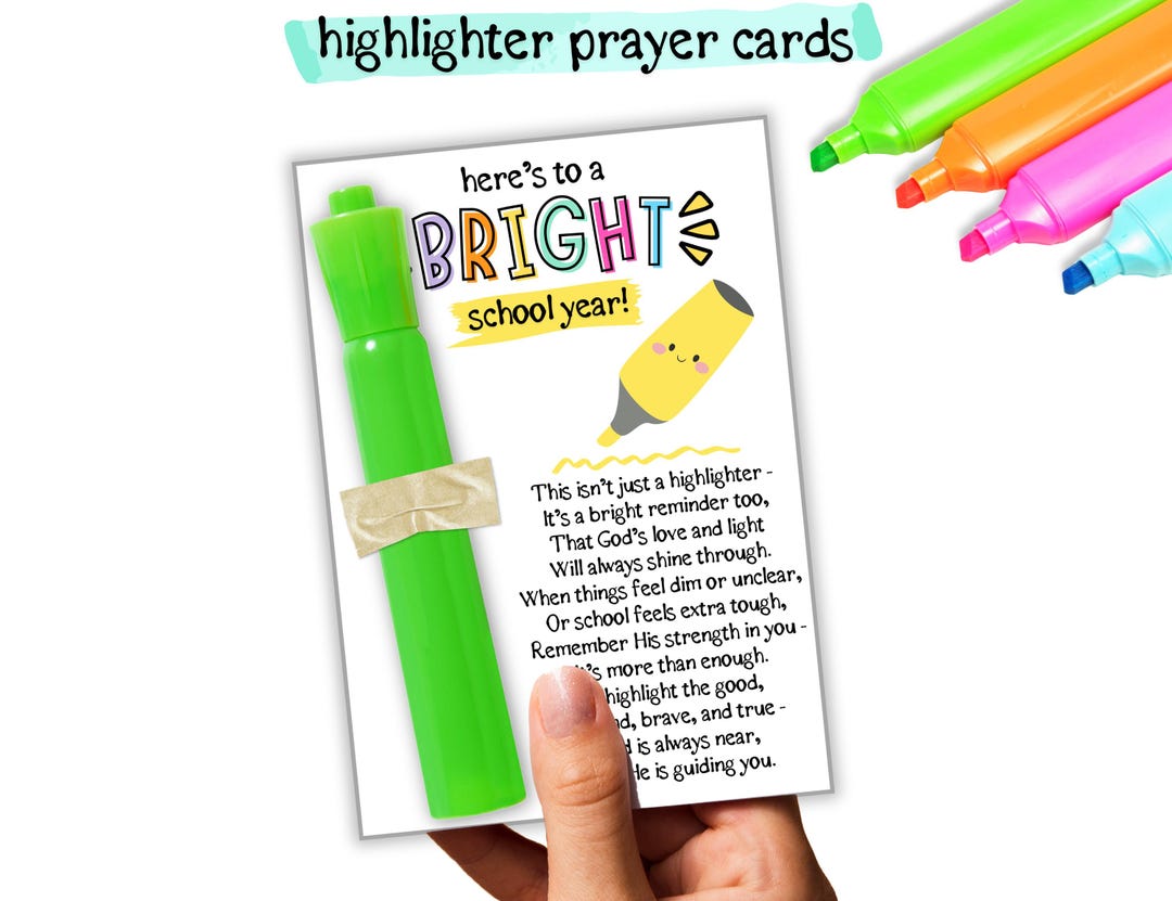 Highlighter Prayer Tags, Back to School Prayer Tag, Highlighter Tags ...