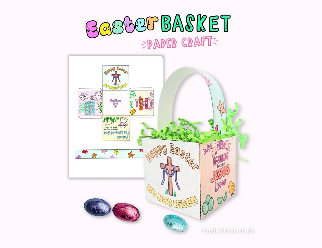 Easter Basket Bible Coloring Activity, Holy Week Craft for Kids, Make ...