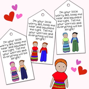 Worry Doll Tags & Cards, Worry Doll Card for Little Guatemala Doll ...