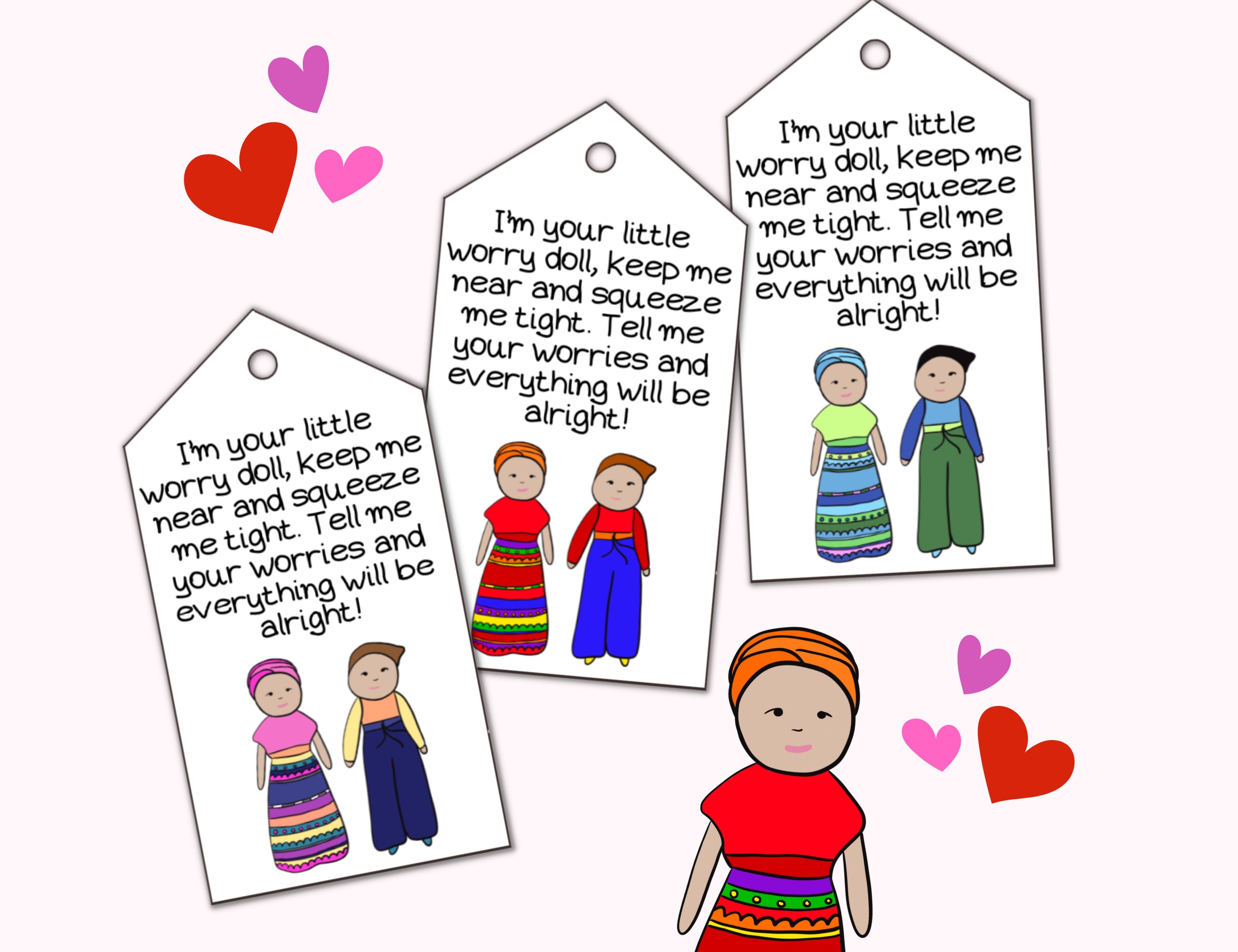 Worry Doll Tags & Cards, Worry Doll Card for Little Guatemala Doll ...