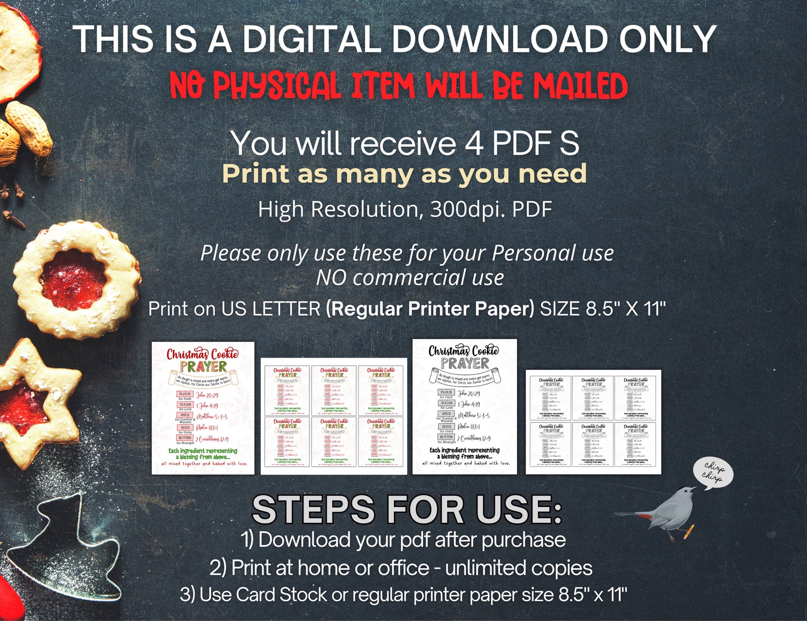 Christmas Prayer for Tray of Cookies, Printable Christmas Tag With ...