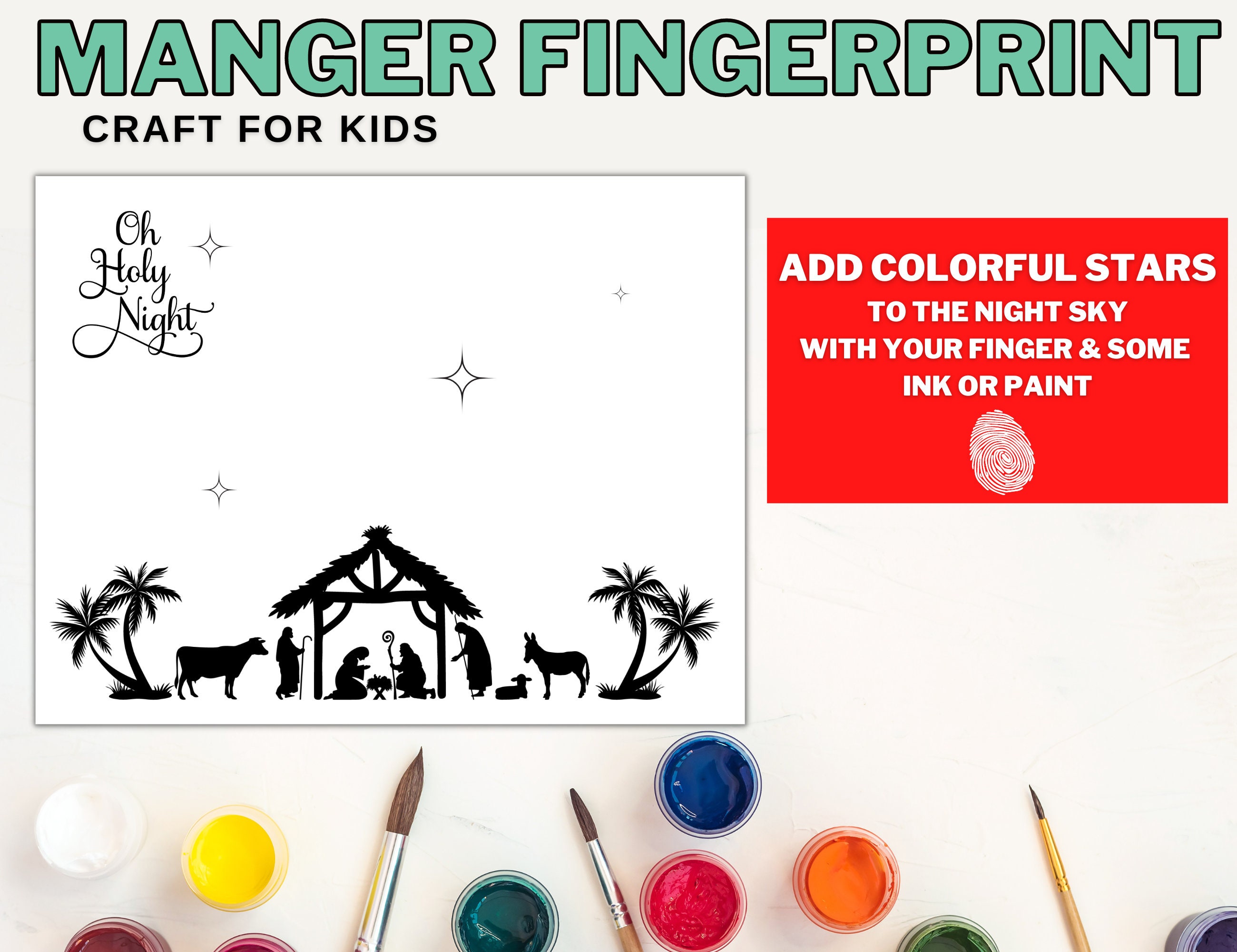 Manger Fingerprint Craft, Thumbprint Craft for Kids, Christmas Craft - Etsy