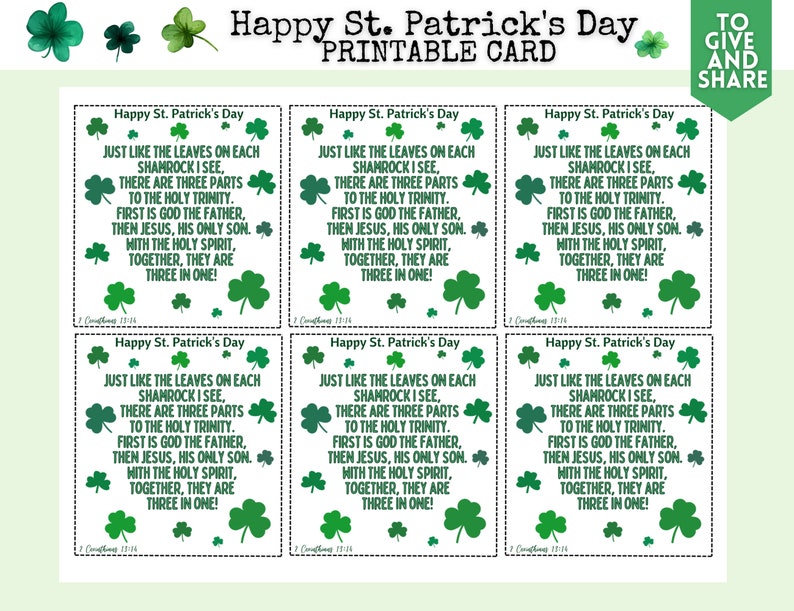 Shamrock Holy Trinity 2 Corinthians 13:14 St. Patrick's - Etsy