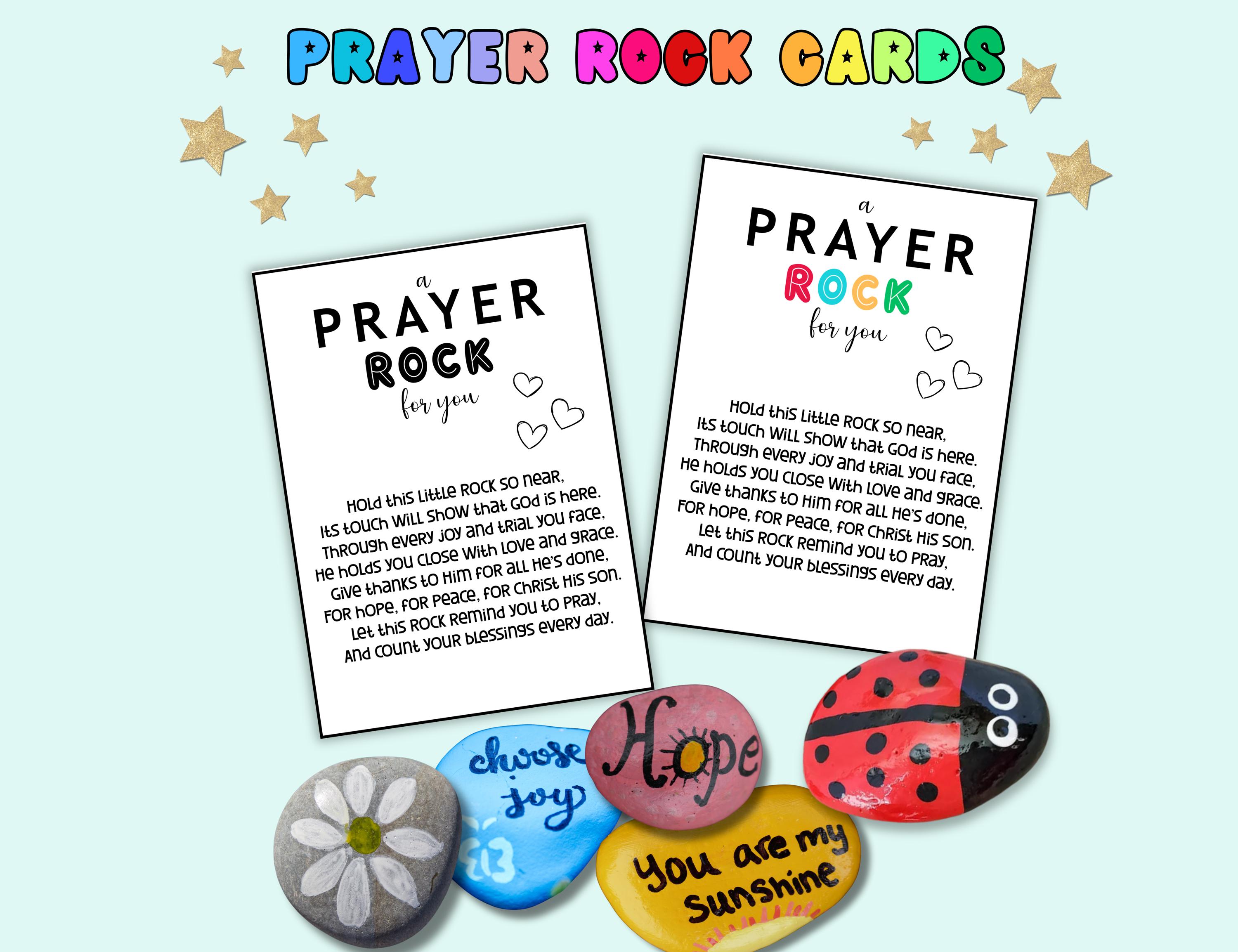 Prayer Rock Cards, Bible Verse Cards Add Your Own Rocks, Worry Stone ...