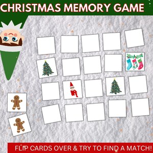 Christmas Memory Game, Kids Memory Christmas Game, Printable Christmas ...