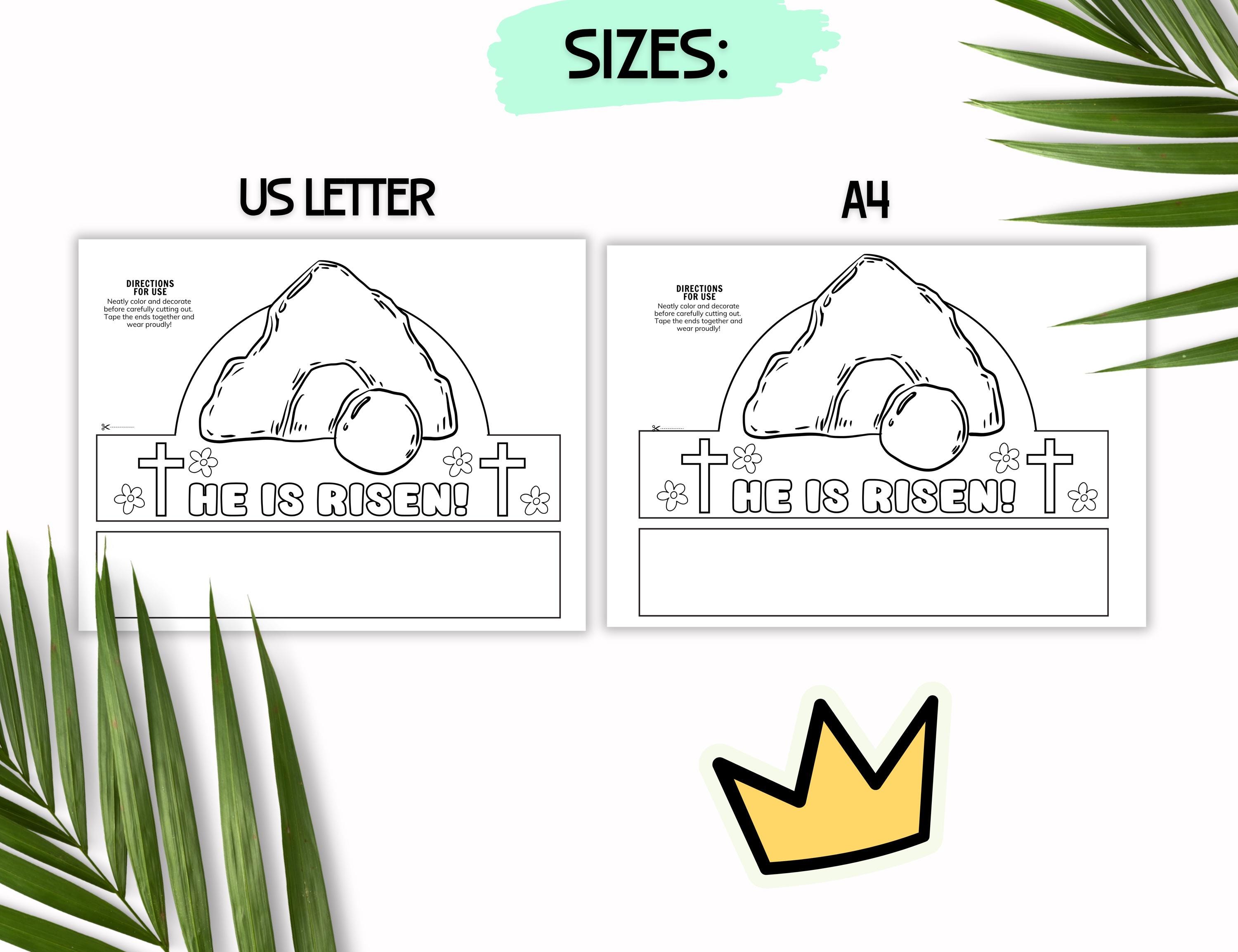 He is Risen Easter Sunday Craft, Paper Crown Coloring Activity, Easter ...