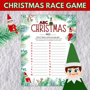 Elf Christmas ABC Race Game, Printable Elf Game, Kids Elf Game, Elf ...