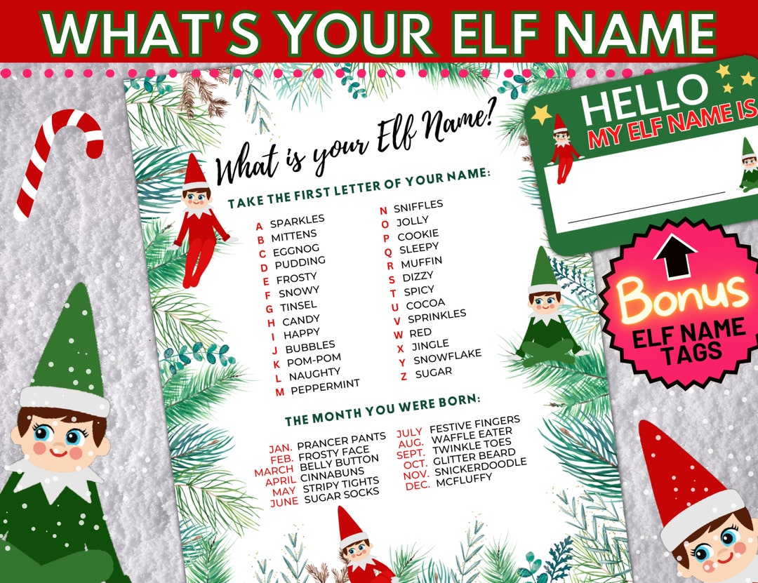 Elf Name Game Christmas What's Your Elf Name With Name - Etsy