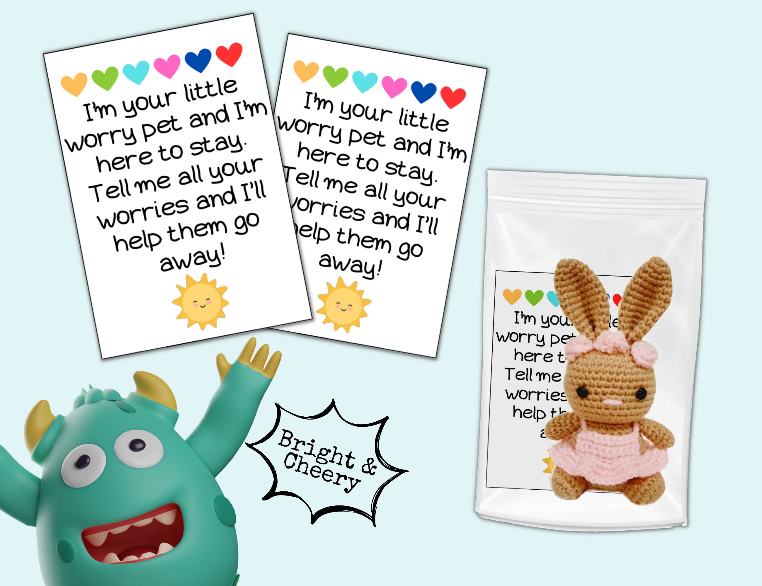 Worry Buddies Pet Tags & Worry Pet Cards for Crochet Pets, Loom Pets ...