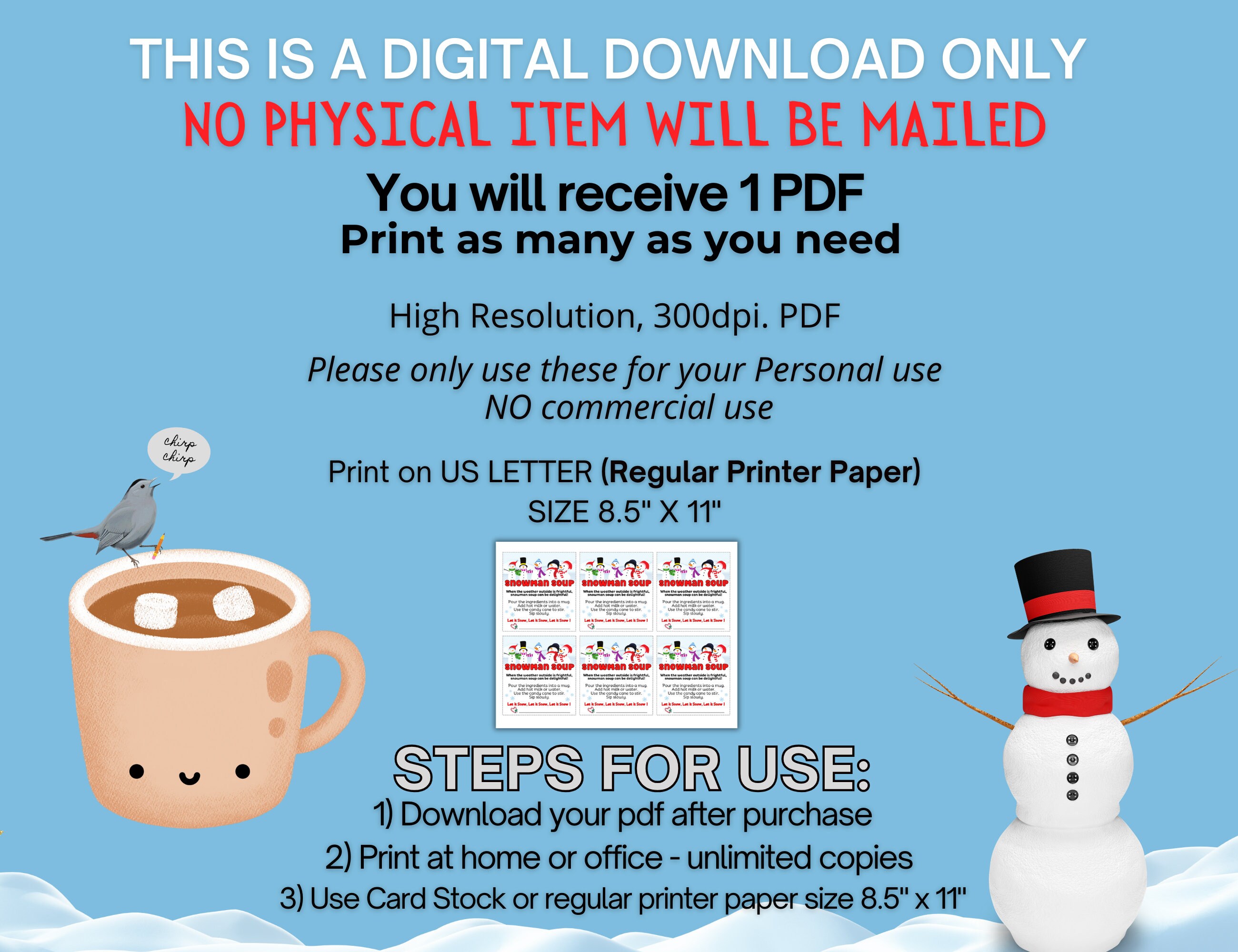 Snowman Soup Hot Chocolate Gift Tags, Hot Chocolate Christmas Gift Tags ...