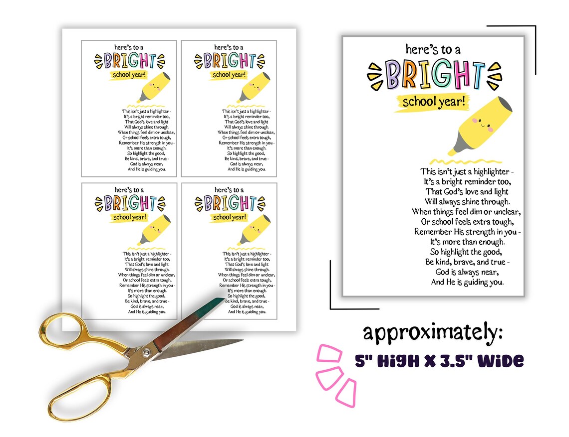 Highlighter Prayer Tags, Back to School Prayer Tag, Highlighter Tags ...
