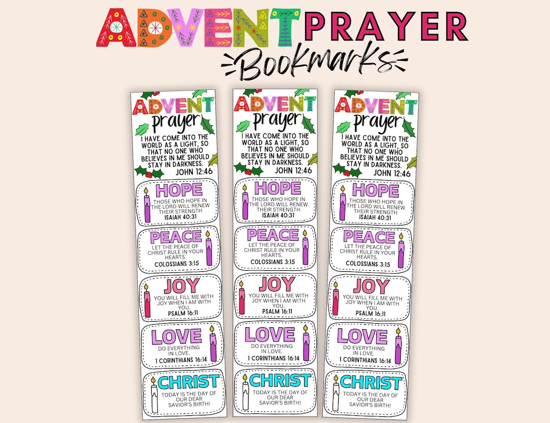 Advent Bookmarks, Advent Prayer Bookmarks, Christmas Bookmarks, Advent ...