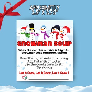 Snowman Soup Hot Chocolate Gift Tags, Hot Chocolate Christmas Gift Tags ...