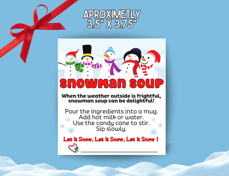 Snowman Soup Hot Chocolate Gift Tags, Hot Chocolate Christmas Gift Tags ...